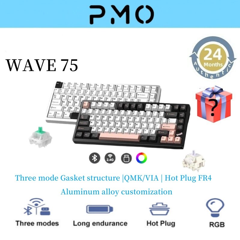 PMO WAVE75 aluminum alloy three mode customized mechanical RGBkeyboard | Shopee Malaysia