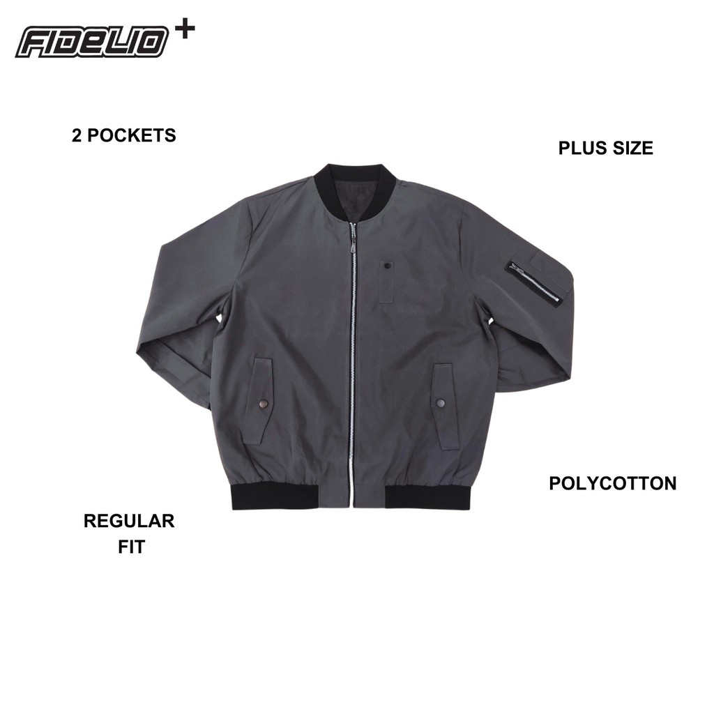 FIT IN PLUS Sleek Bomber Jacket - Grey | Shopee Malaysia