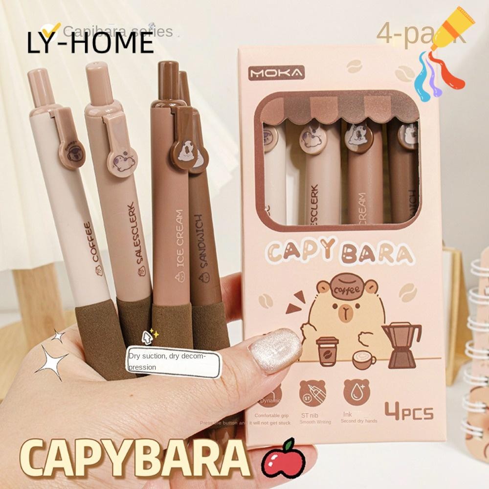 LY-HOME 4Pcs/lot Capybara Gel Pen, Quick-drying Writing Stationery ...