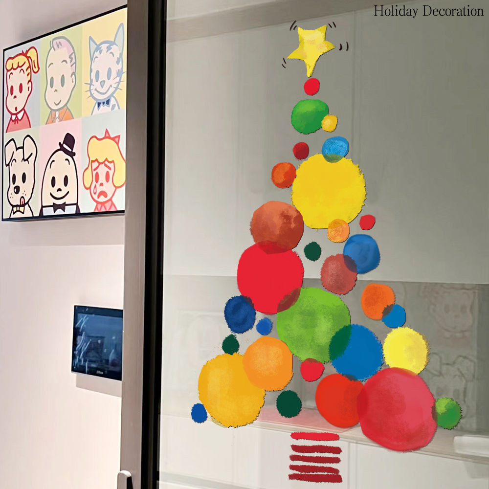 Christmas Decorative Glass Stickers Ins Style Window Glass ...