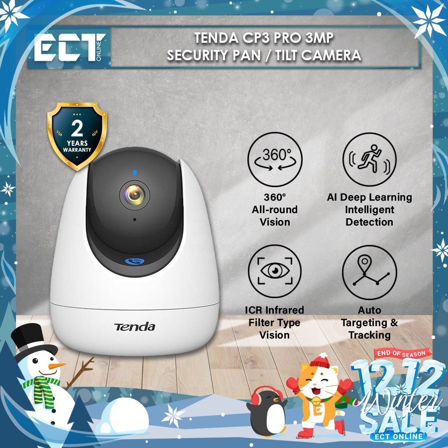 Tenda CP3 Pro 3MP Security Pan / Tilt Camera with Cry Detection and ...
