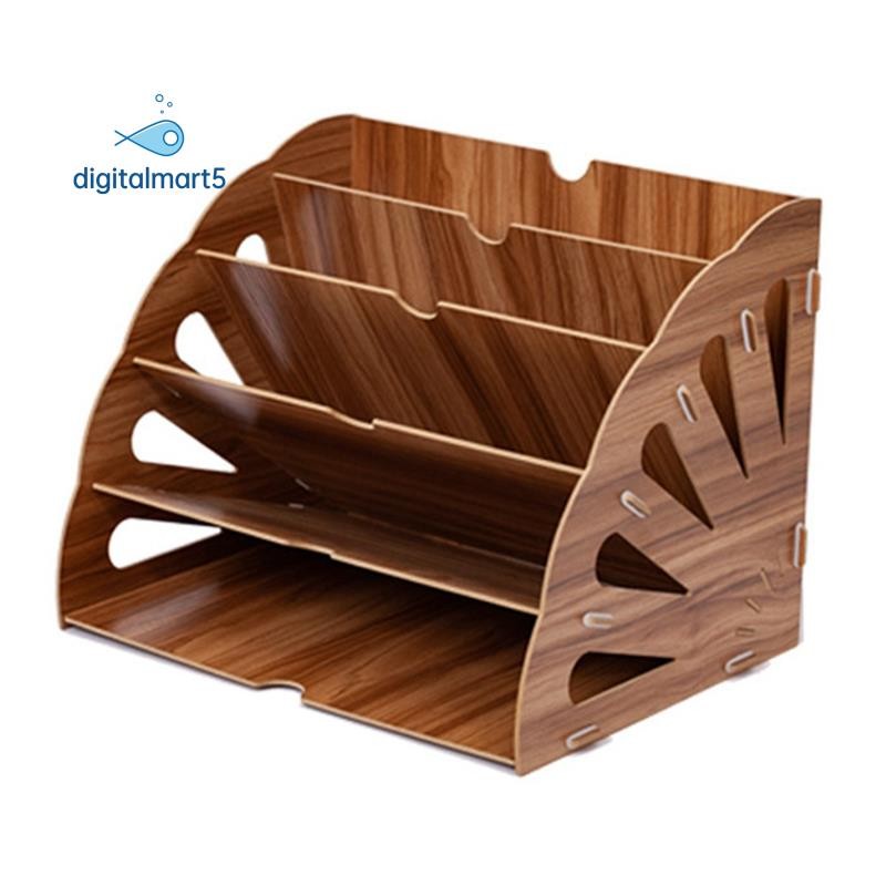 Wooden Office Desk Organizer DIY Document File Rack Multifunction Desk ...