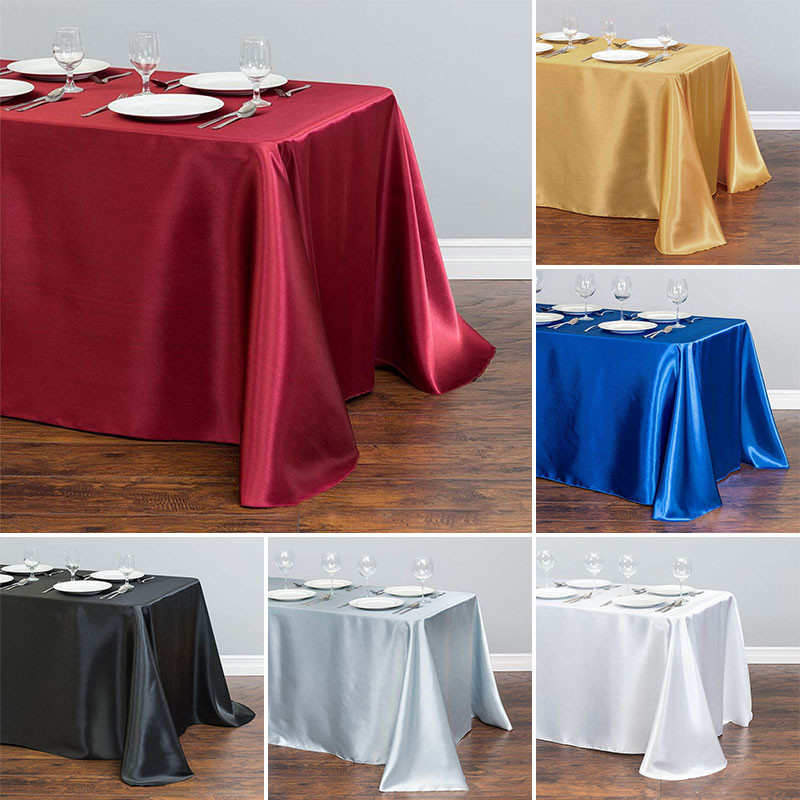 Solid Color Satin Table Cloth Tablecloth Table Cover Birthday Wedding ...