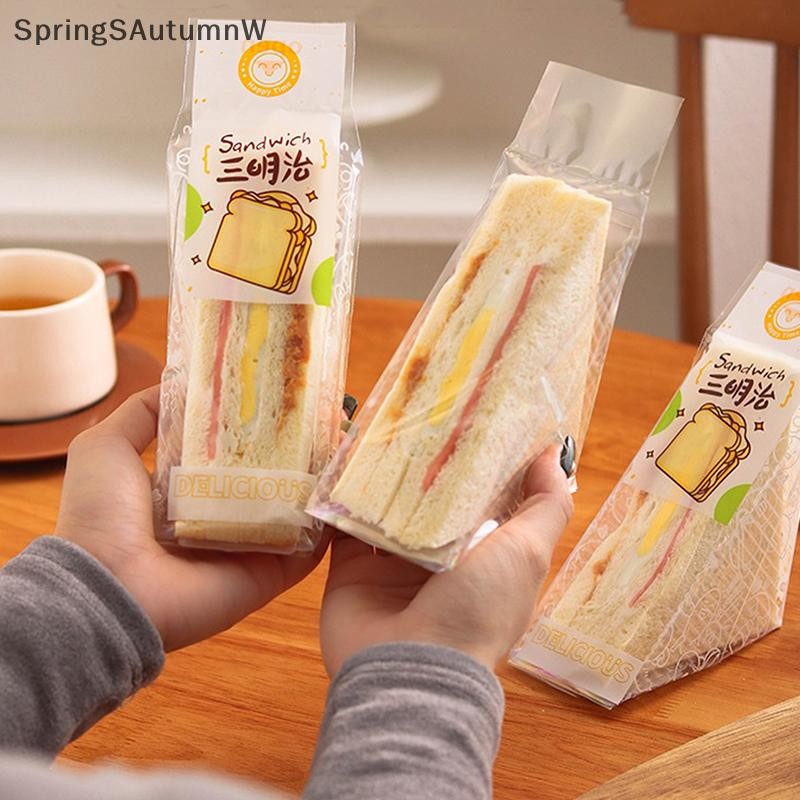 [SpringSAutumnW] 100pcs Sandwich Plastic Packaging Transparent Triangle ...