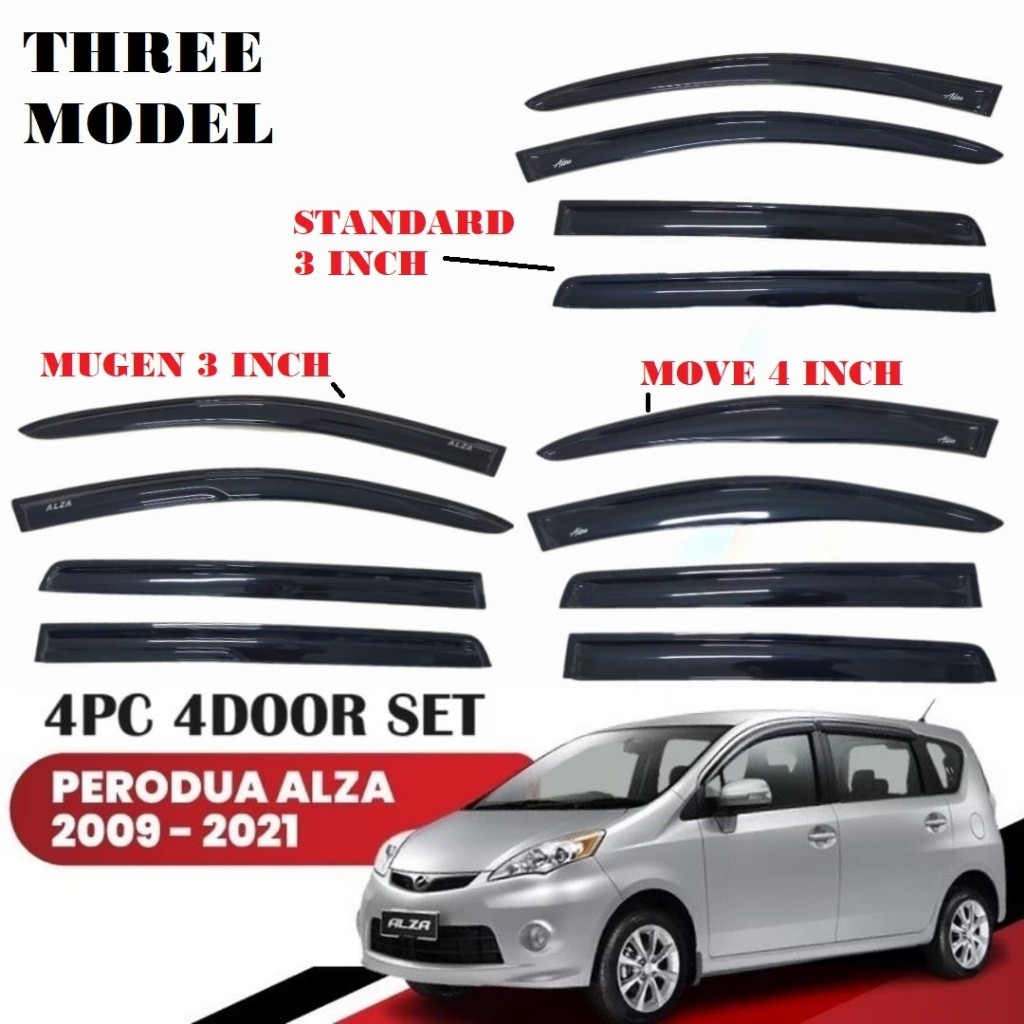 Perodua Alza Door Visor Air Press Mugen Slim Fit Move Rain Guard Window ...