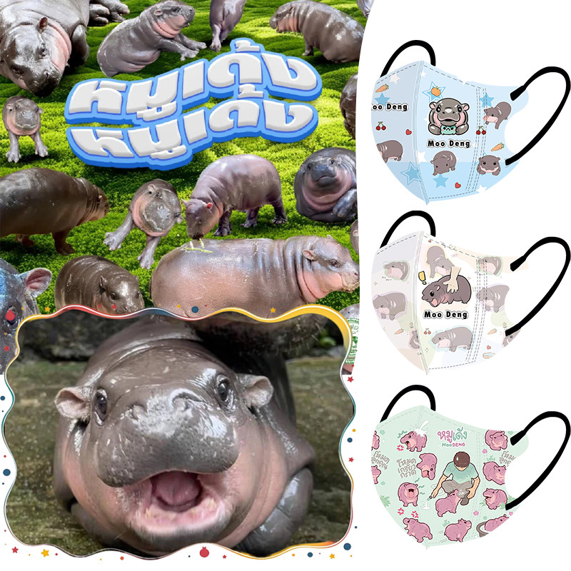 2025 New Around the zoo Grumpy Hippo Cartoon Mask 3D Children'S Mask ...