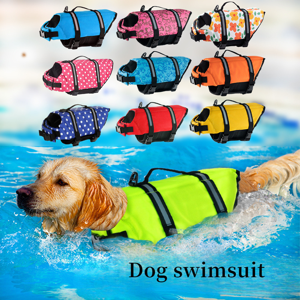 Pet Life Vest Dog Swimming Suit Large and Small Dog Summer Clothes Dog ...