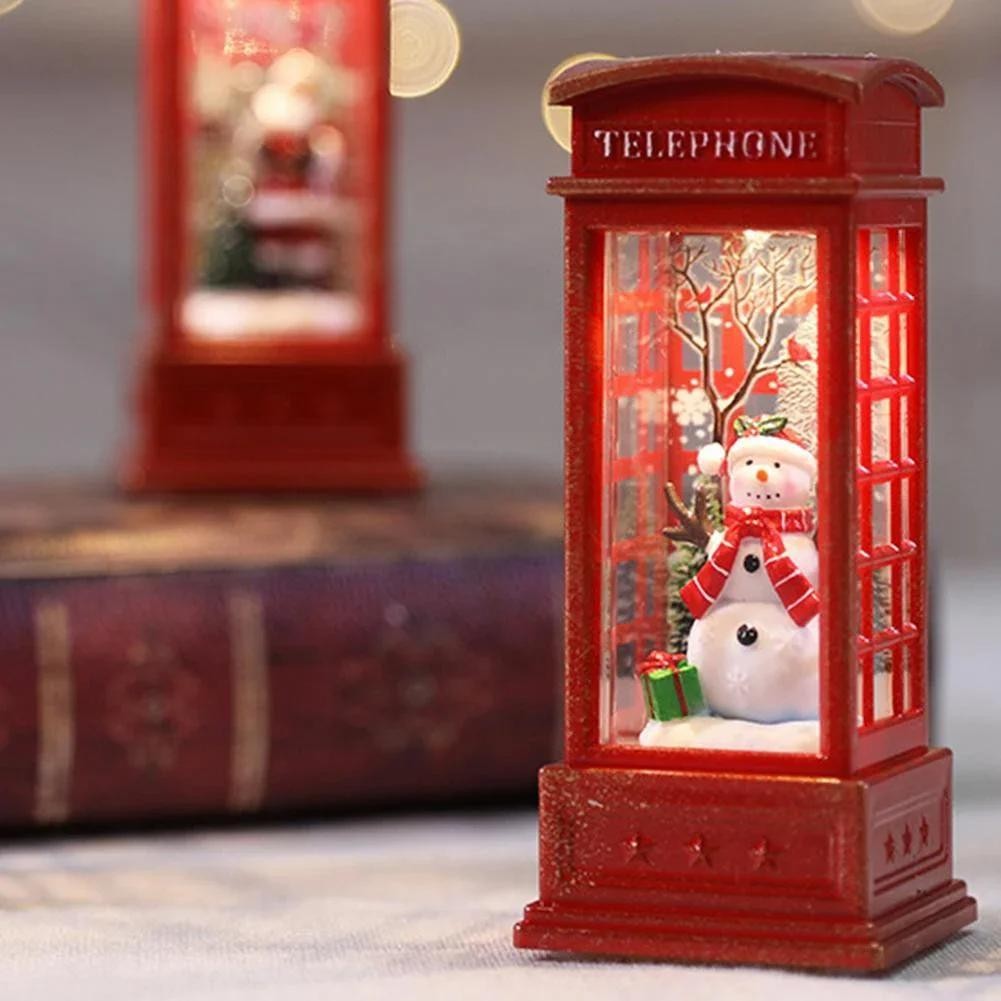 Festive Christmas Telephone Booth Decor Bright Desktop Ornaments ...
