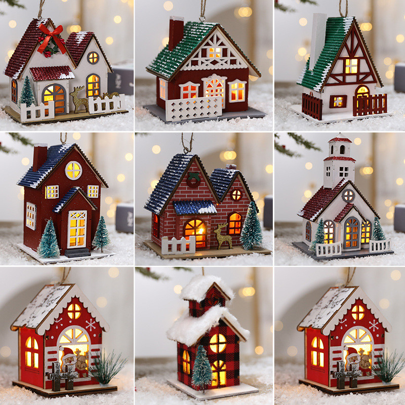 Wooden Light Cabin Ornaments Creative DIY House Props Atmosphere With ...