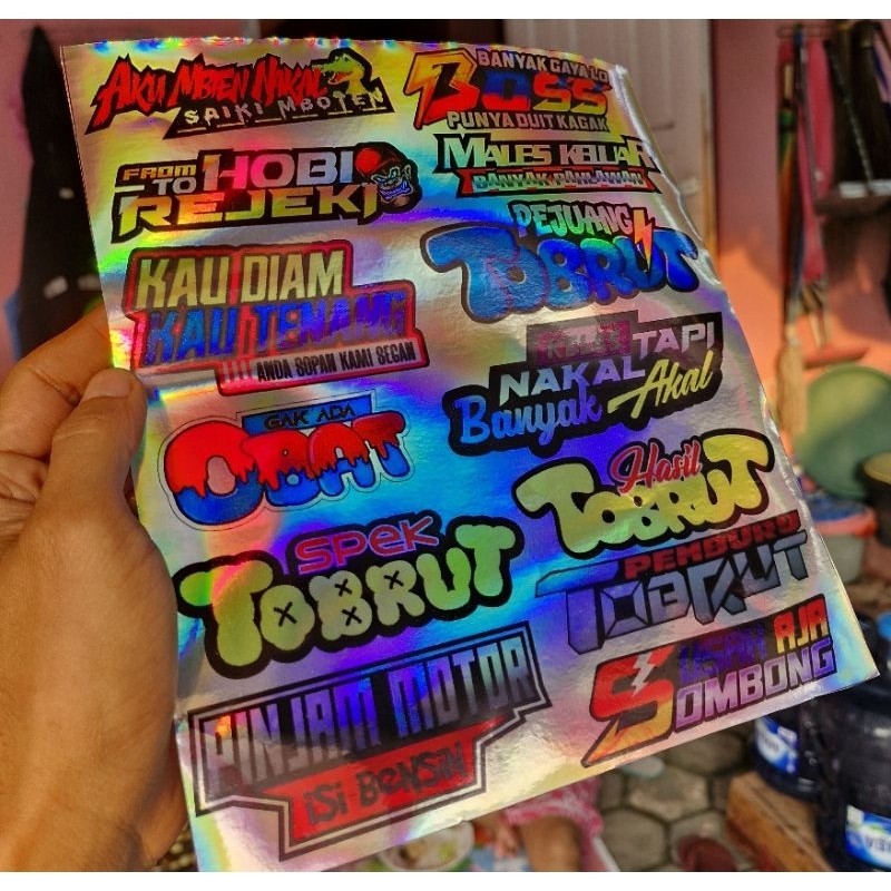 Tobrut HOLOGRAM STICKER RACING STICKER WORDS STICKER VIRAL TOBRUT ...