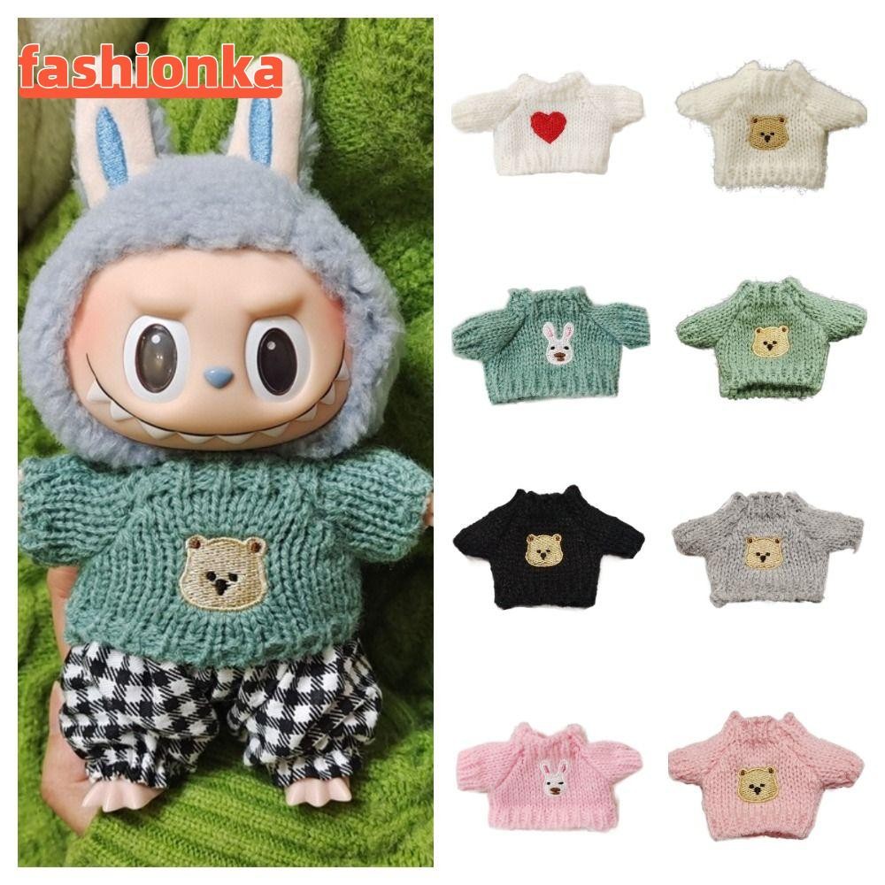 FASHIONKA Labubu Sweater, Rabbit Bear Patten Knitted Labubu Clothes ...