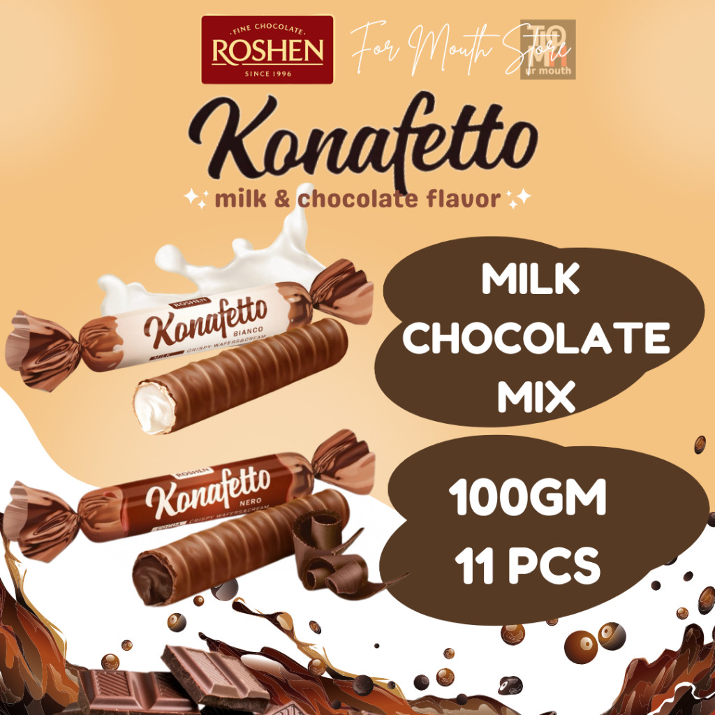 100g(11pcs）Roshen Konafetto Chocolate Konafetto Milk Chocolate Nero ...