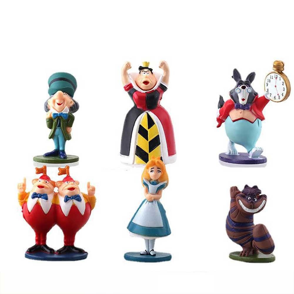 6Pcs Alice in Wonderland Anime Figure Alice Mr White Rabbit Cheshire ...