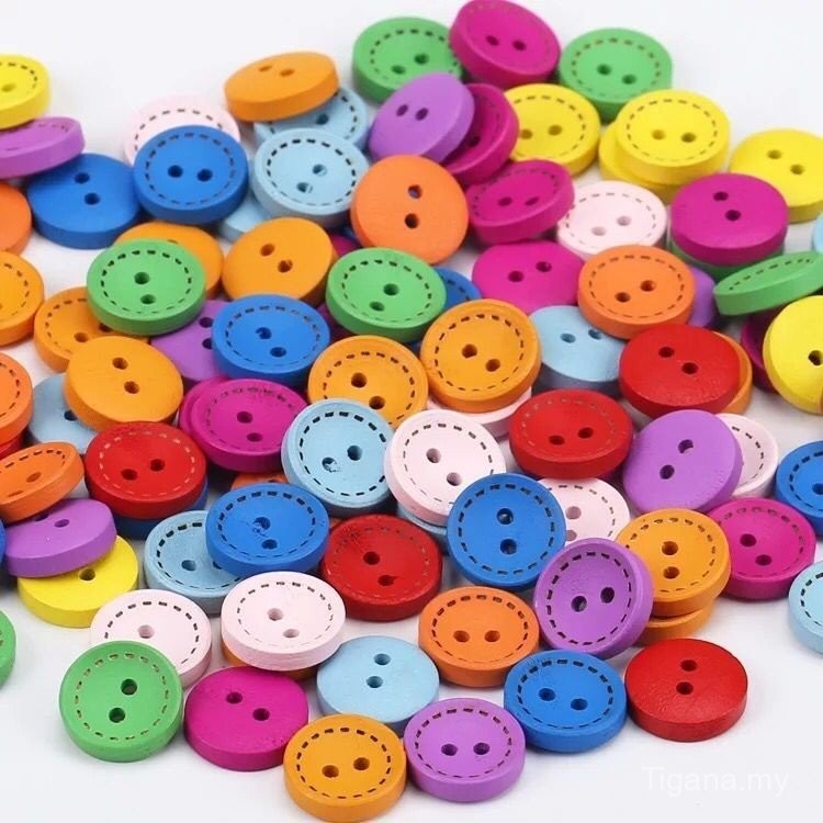 Round Colorful Dotted Buttons Wooden Buttons Wooden Buttons Children ...