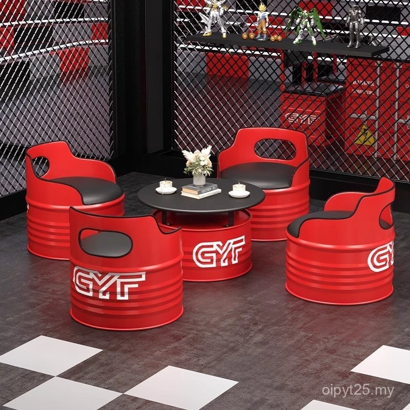 Meja dan kerusi tong minyak gaya industri, bar sofa, tapak kad, kedai ...