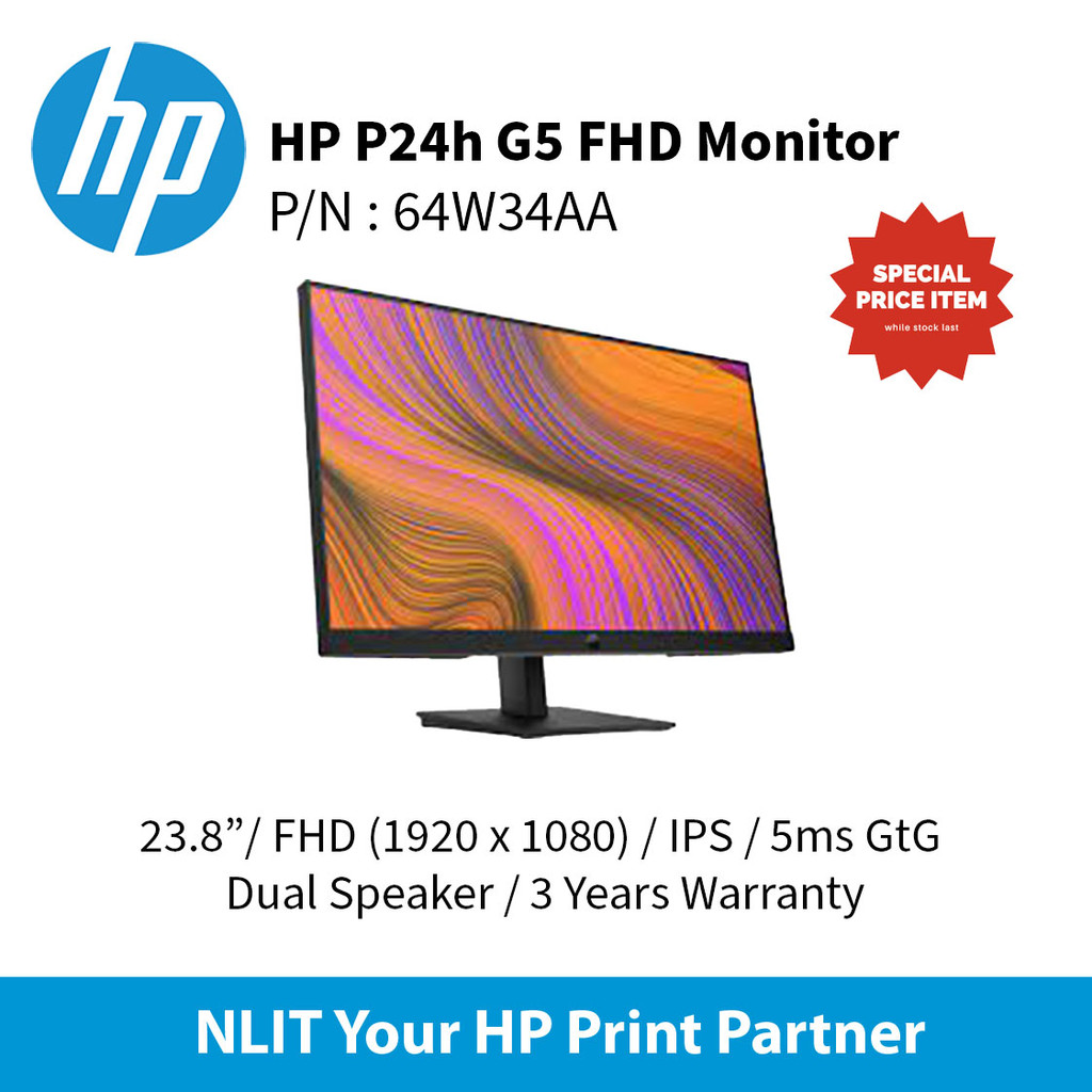 HP P24h G5 FHD Monitor (23.8") 64W34AA | Shopee Malaysia