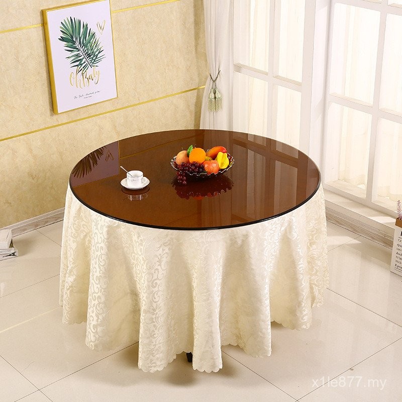 Brown Tempered Glass Surface Large Round Desktop Brown Glass Turntable ...