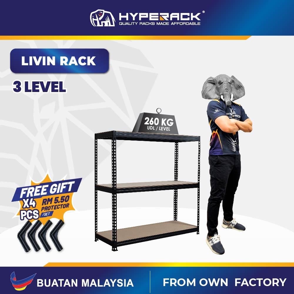 TIGERACK [Free Shipping] Livin Rack Black Boltless Rack 3 Levels Shelf ...