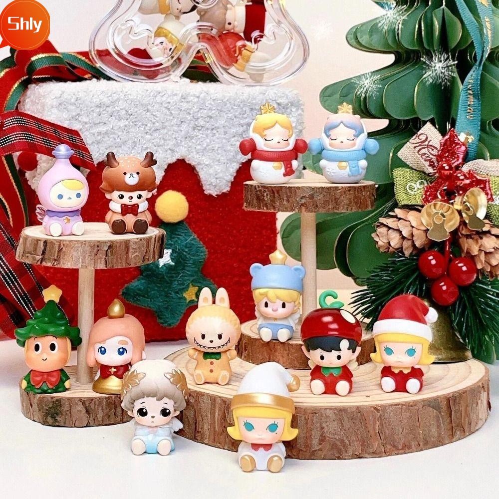 SHLY Mini Labubu Ornaments, Molly Pop Bean Box, Cartoon Christmas ...