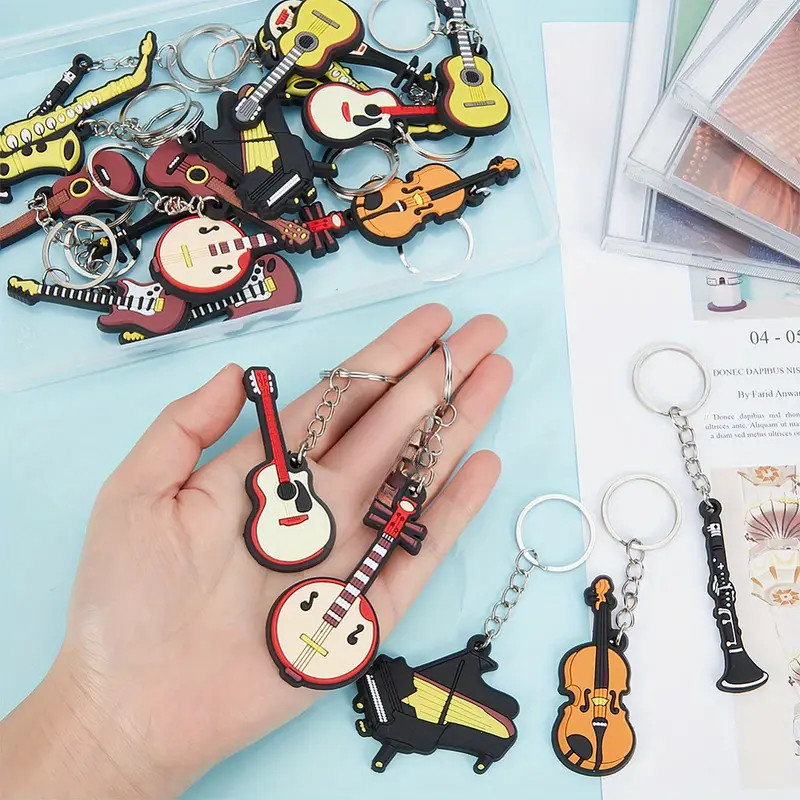 Creative Musical Instrument Keychain PVC Violin Guitar Saxophone ...