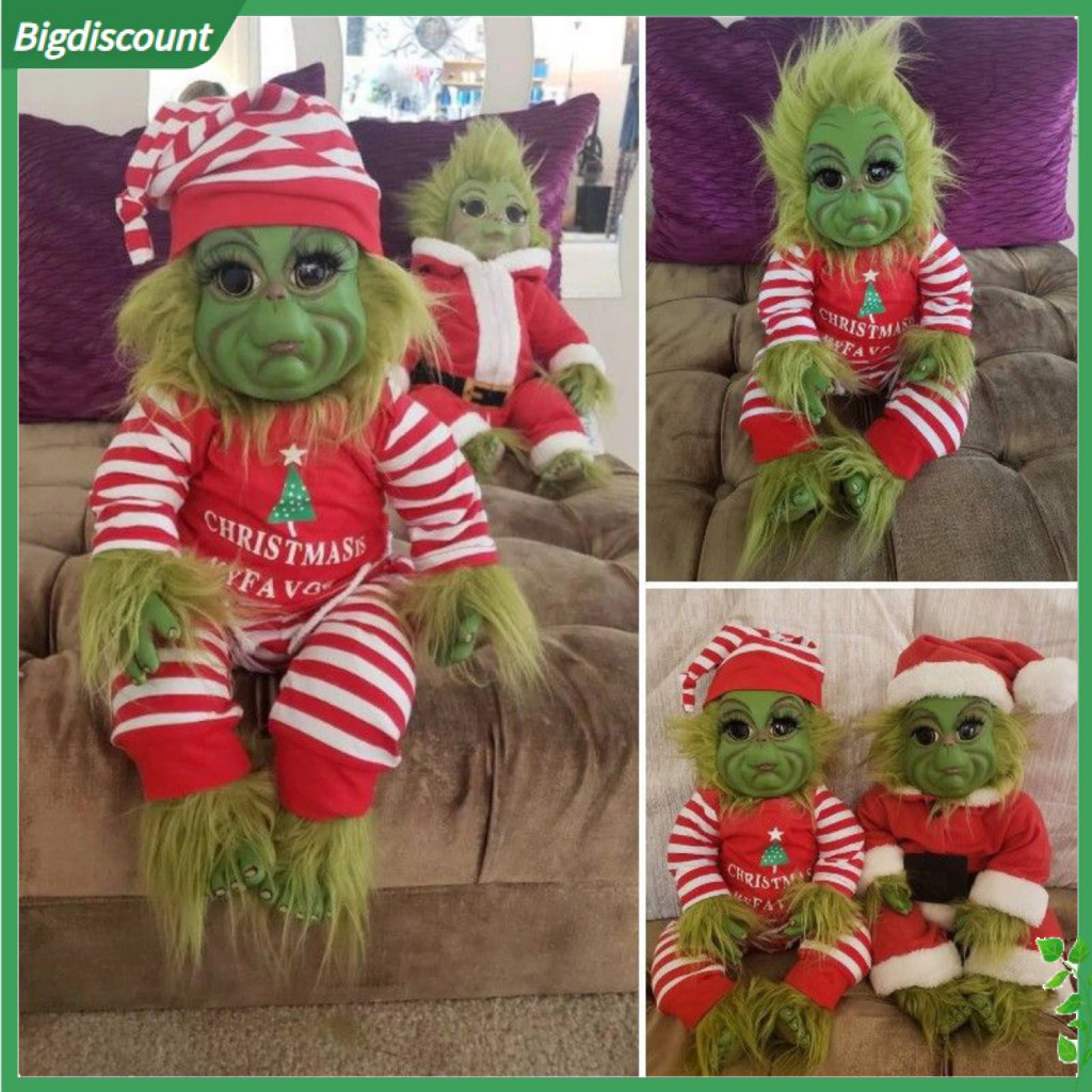 {BIG} Small Size Cartoon Grinch Doll for Garden Cute Christmas Stuffed ...
