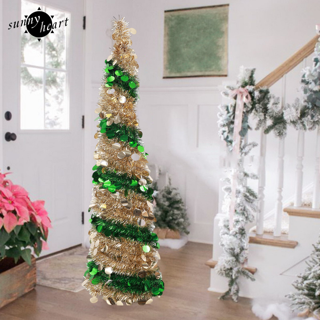 [SH] Corner Christmas Tree Front Porch Christmas Tree Sparkling Sequin ...