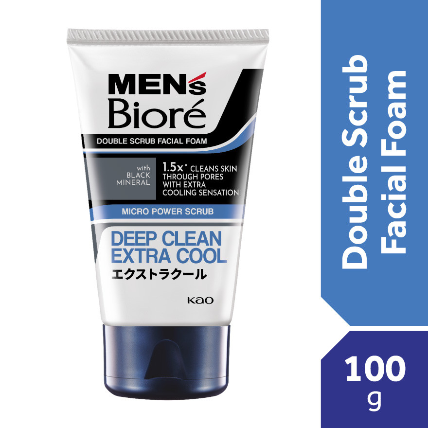 MEN'S BIORE Men'S Double Scrub Extra Cool 100g Face Wash | Shopee Malaysia