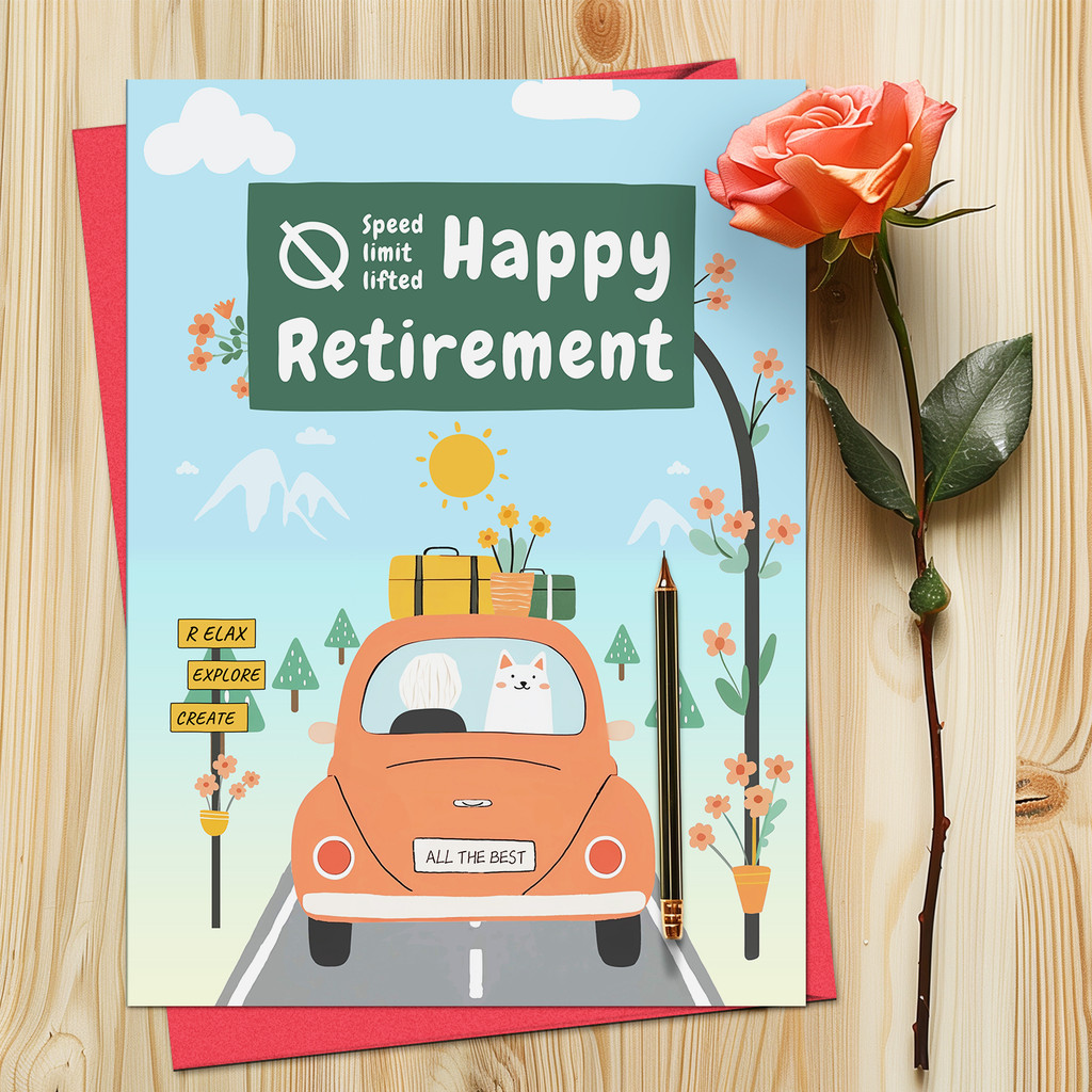 22 x 30 cm Big Cute Cartoon Happy Retirement Greeting Card for Group ...