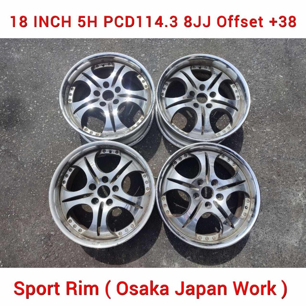 OSAKA JAPAN WORK Sport Rim 18 Inch 5H PCD114.3 8.0JJ Offset +38 ( Made ...