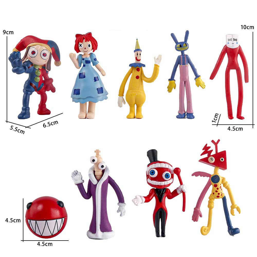 9Pcs The Amazing Digital Circus Anime Action Figures Circus Scary Pomni ...