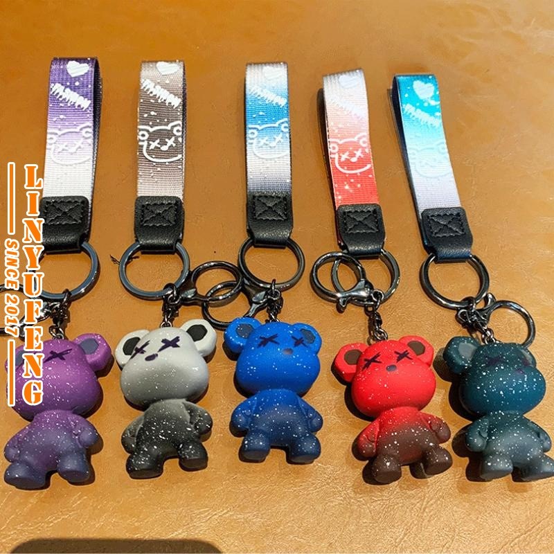 Creative Starry Sky Chameleon Bear Keychain Couple Cartoon Cute Anime ...