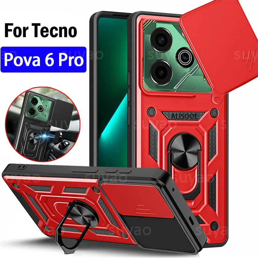 For Tecno Pova 6 Pro Neo 6Pro 6Neo Phone Case Ring Stand Camera Protector Pova6 Pova6Pro ...