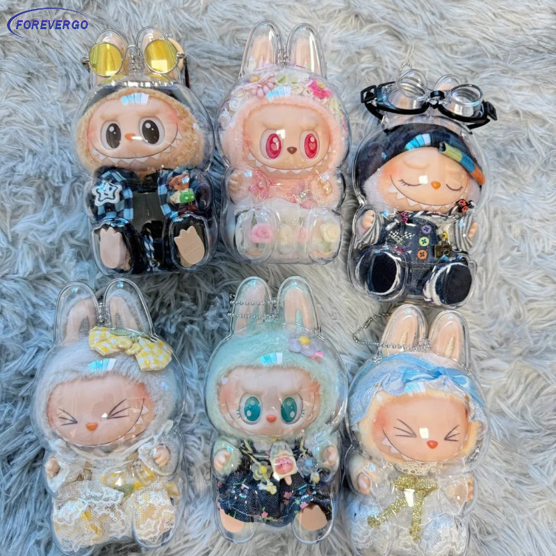 Labubu V2 Protective Acrylic Case Transparent Portable Cable Organizer ...