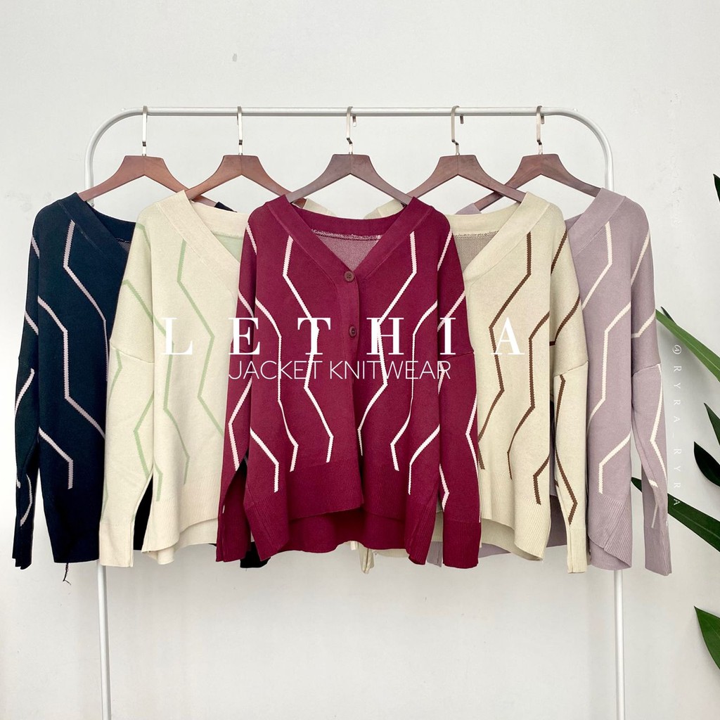 LETHIA JACKET KNITWEAR - ( FULLY BUTTON ) | Shopee Malaysia