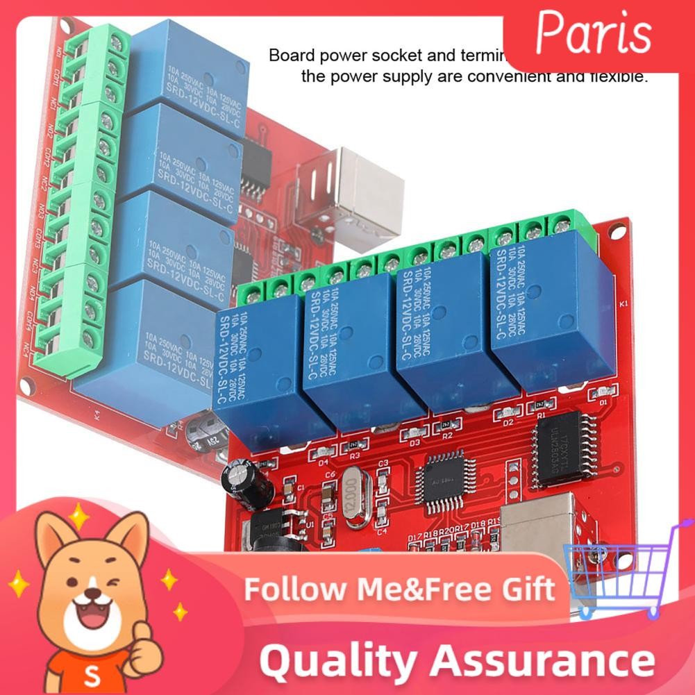 Superparis USB Controller Relay Module PC Expansion Card 4-Channel Smart Switch 12V Input ...