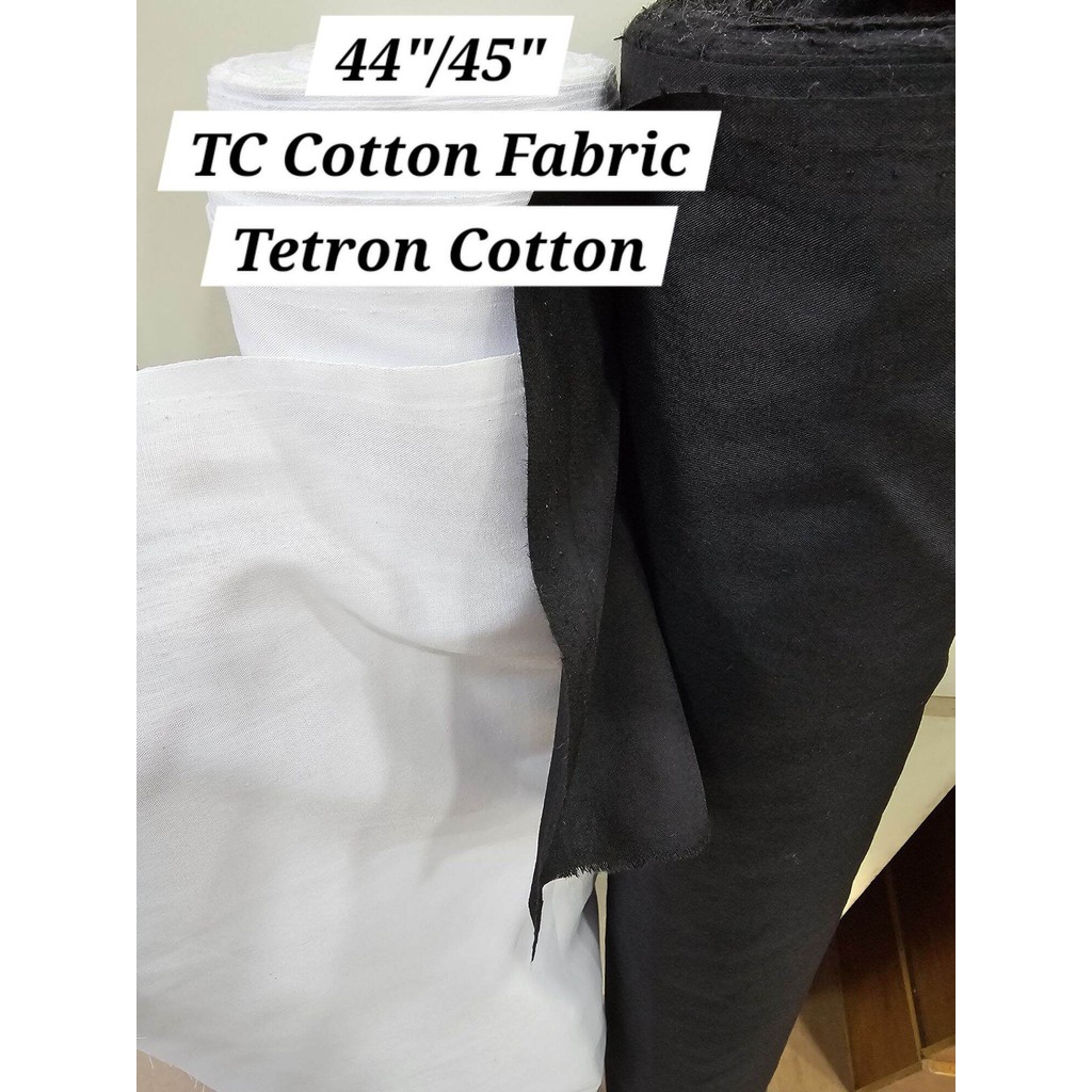 TC Cotton (Tetron Cotton) Kain TC Plain Warna, 44/45" Width, Kain Putih ...