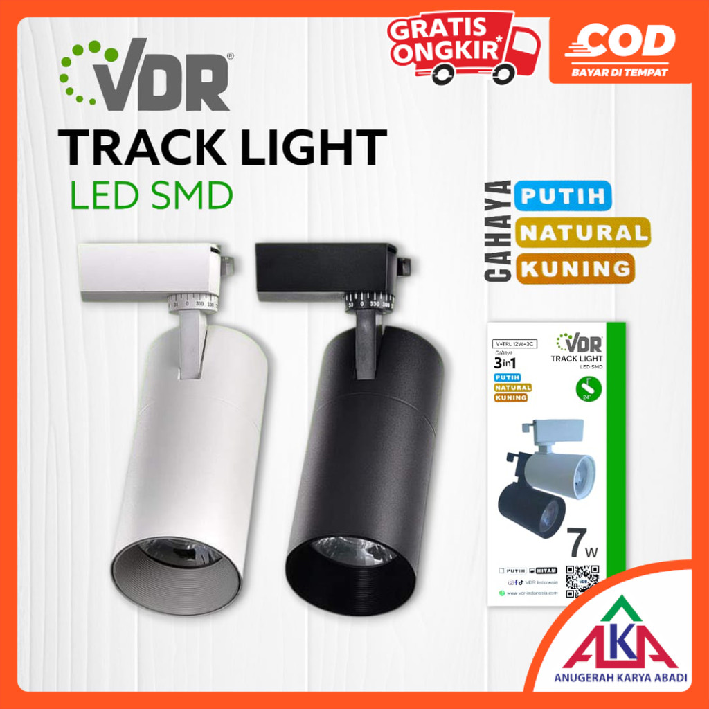 PUTIH Vdr LED Track Spot Light Rail Light 3 In 1 Tracklight Spotlight Rail Spotlight White ...
