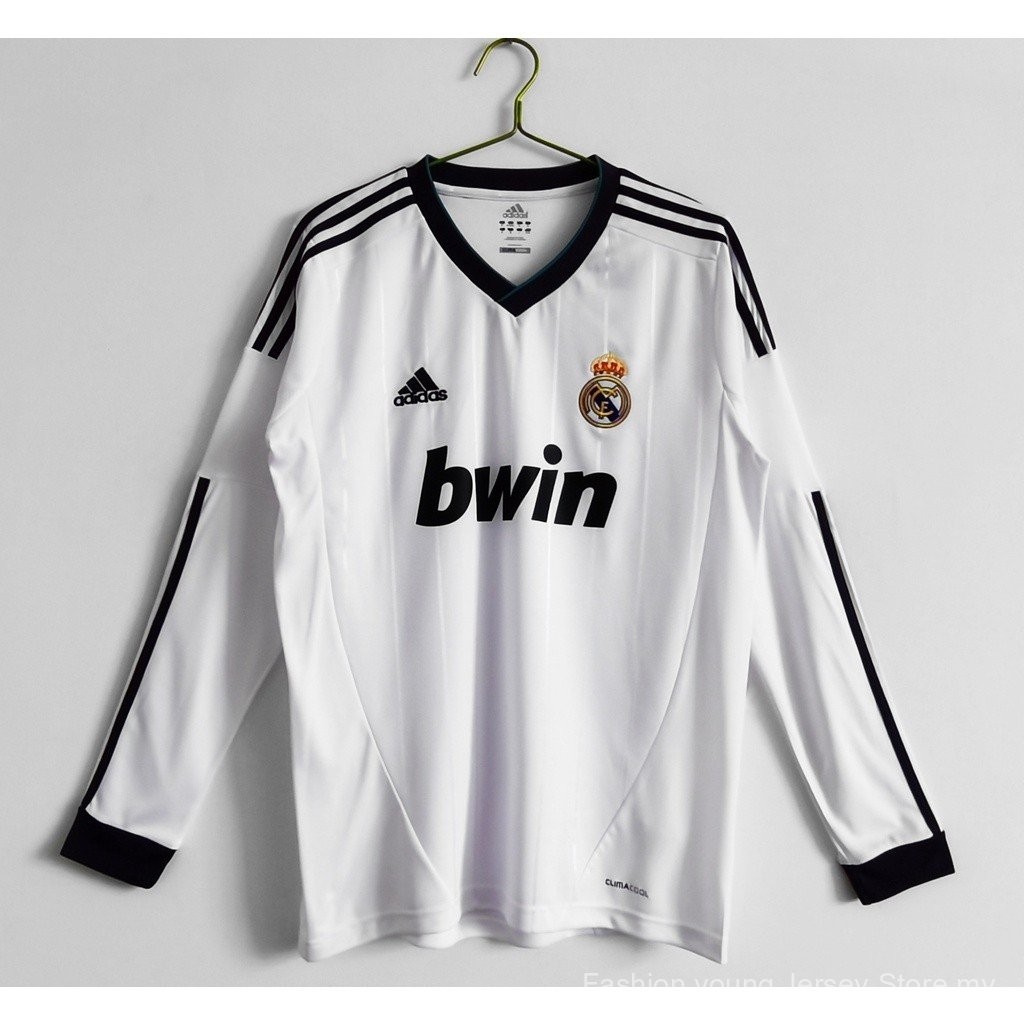 12-13 Real Madrid home long sleeve retro soccer Mcf bola sepak jersey ...