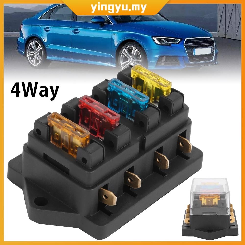 4-Way Fuse Block Car Fuse Block Fuse Box Holder with 12 Fuse Blades and ...