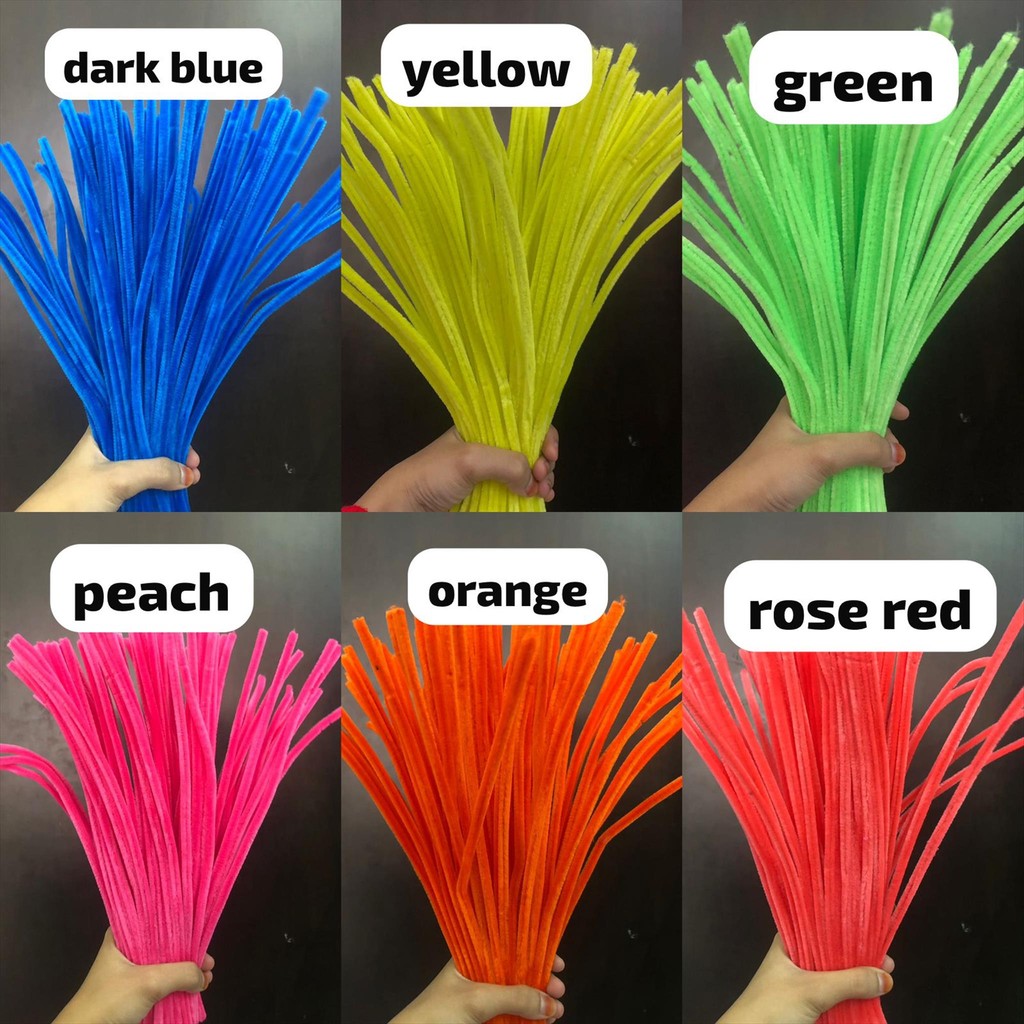 100 PCS] DIY Color Flourescent Mercy Bristle Wire / Pipe Cleaner ...
