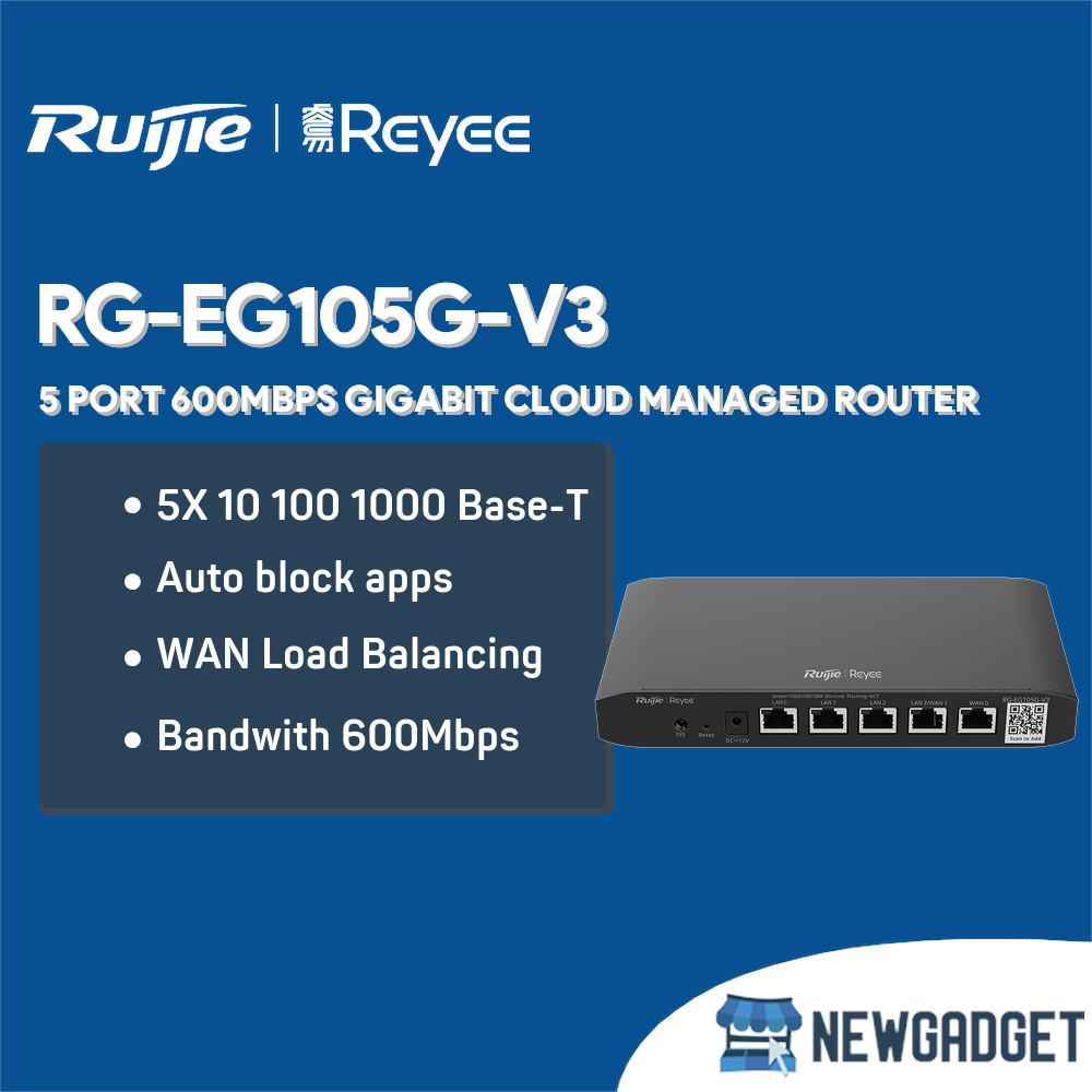 Ruijie REYEE RG-EG105G-V3 5 PORT 600MBPS GIGABIT CLOUD MANAGED ROUTER | Shopee Malaysia