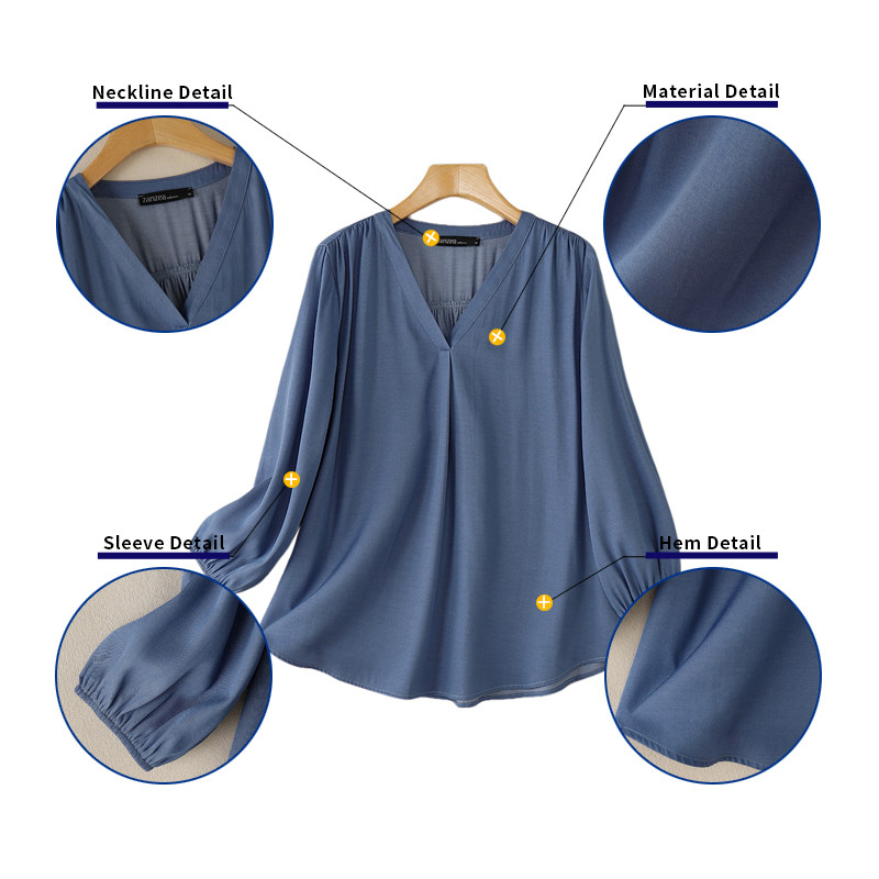 ZANZEA Women Casual V-Neck 3/4 Sleeve Loose Blouse | Shopee Malaysia