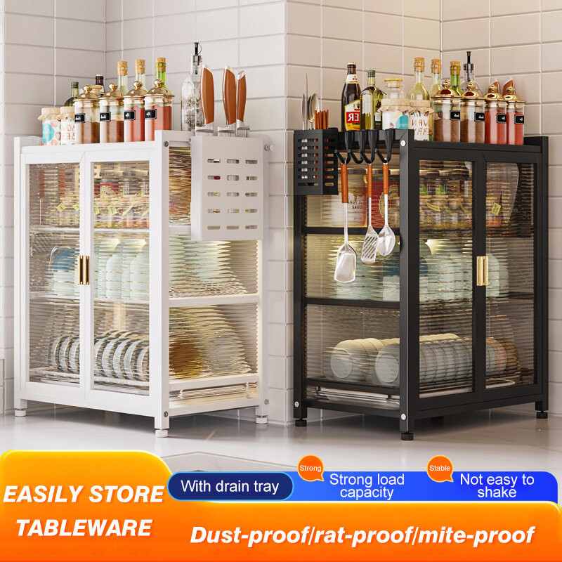 2/3Tier Rak Pinggan Stainless Steel Dish Cabinet Rack With Cover Dish ...