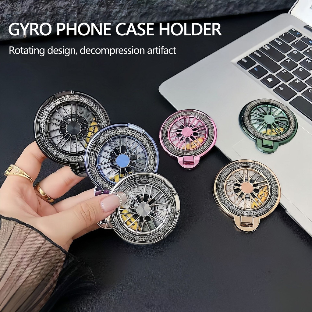Rotating Wheel Magnetic Phone Case Stand with Sticky Adhesive Spin ...