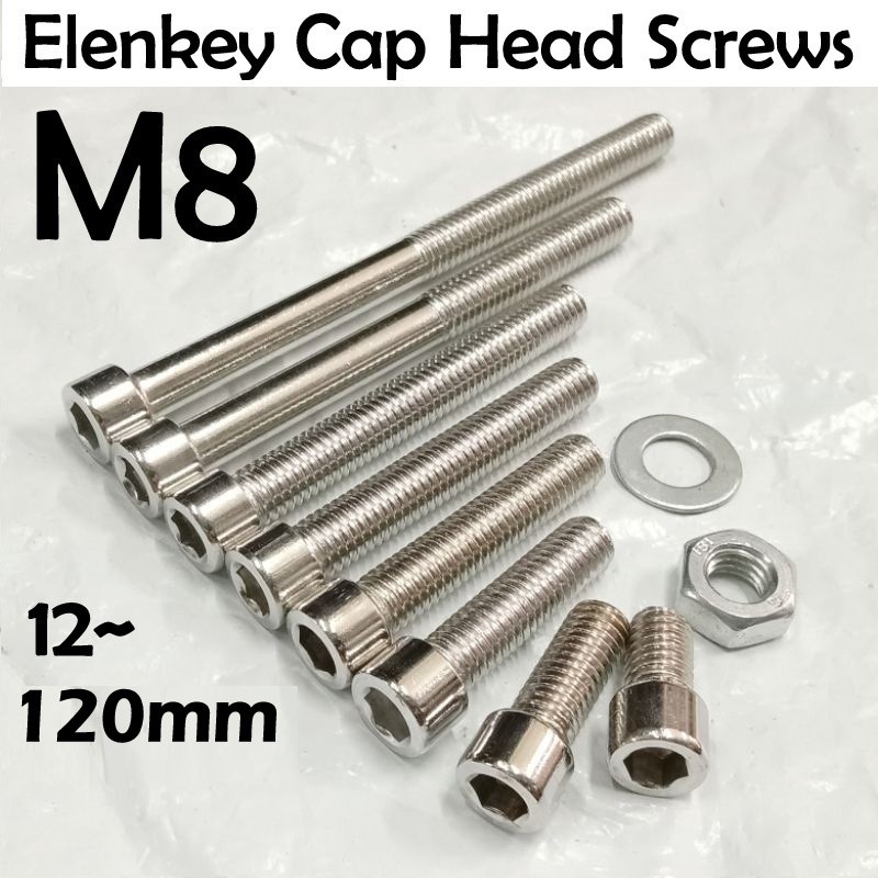 M8 Hex Socket Cap Head Screws 304 Stainless Steel SHINY SURFACE Allen ...