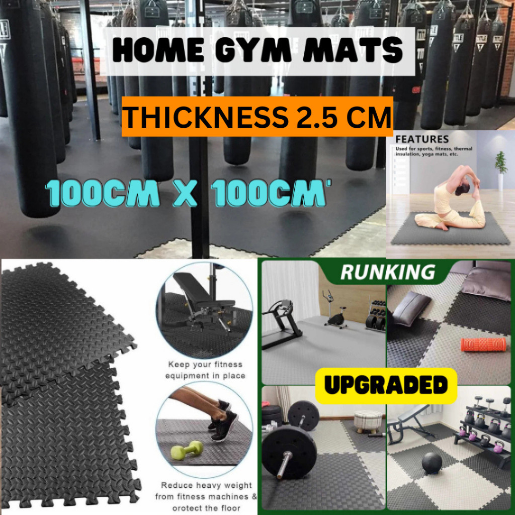100CM X 100CM X 2.5CM TIKAR GYM RUMAH KECERGASAN TIKAR YOGA PLAYGYM ...