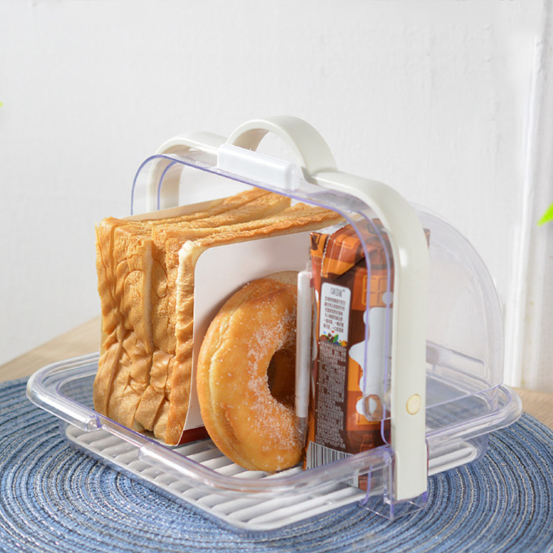 Transparent Cover Bread Box Portable Double Door Multipurpose Food ...