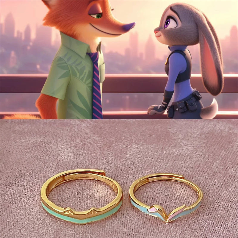 Zootopia Nick and Judy Couple's Ring Open-ended Adjustable Ring ...