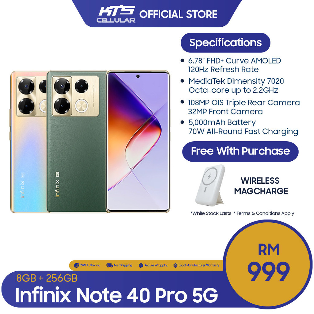 [READY STOCK] Infinix Note 40 Pro 5G (8GB+256GB) Smartphone - Original 1 Year Warranty by ...