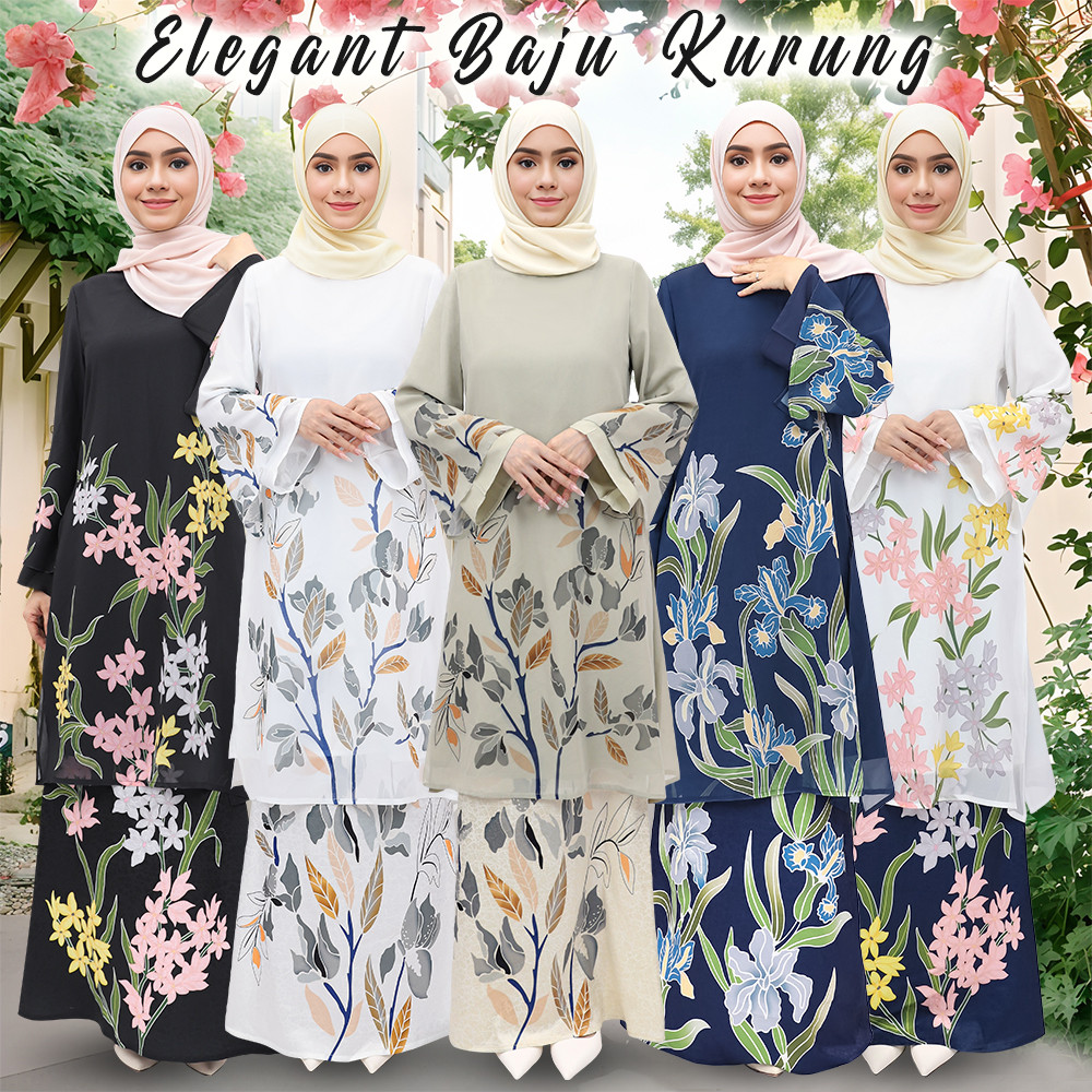 Chiffon Jubah Baju Kurung Classic Kurung Ironess Satin Jacquard Muslim ...